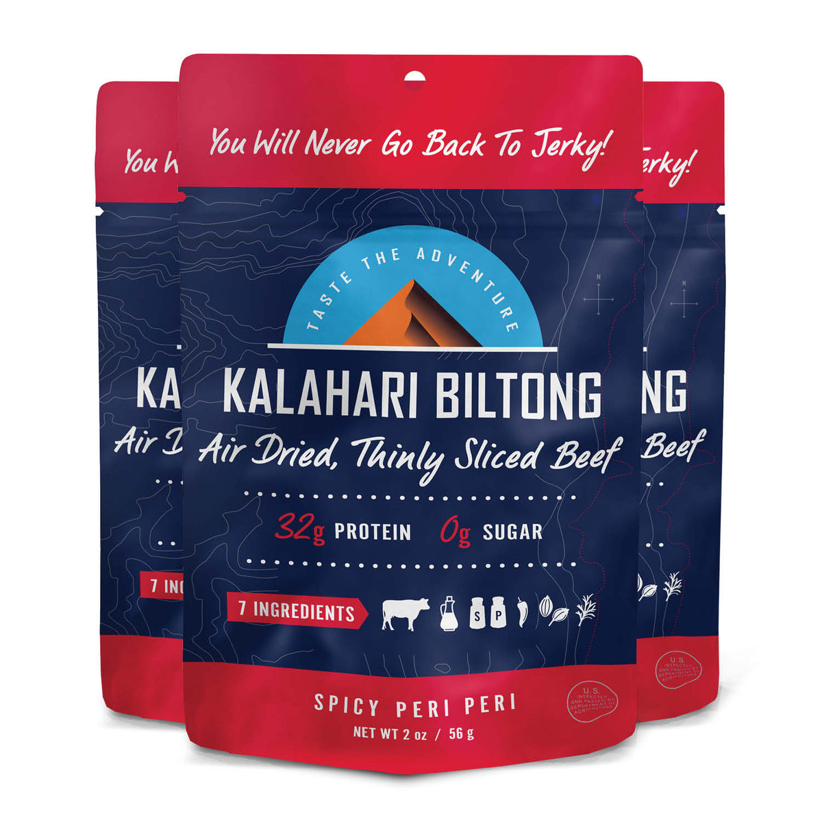 2oz Spicy Peri Peri Biltong Pack | Kalahari Snacks